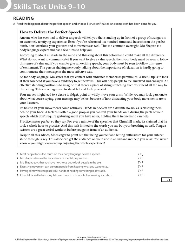 LH ADV Skills Units 9-10 | PDF | Body Language