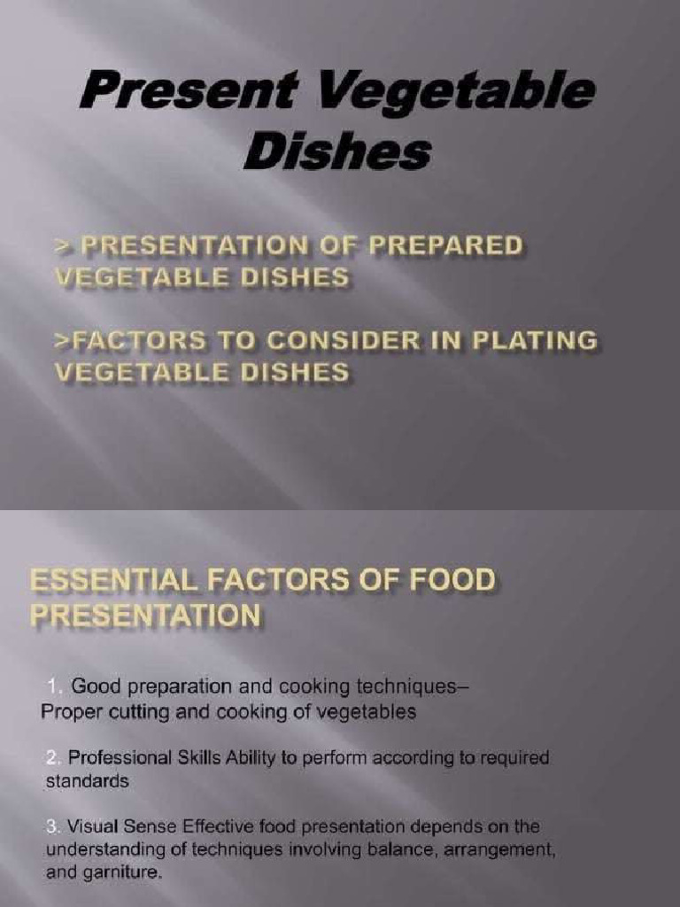Essential Factors of Food Presentation Part 2 | PDF
