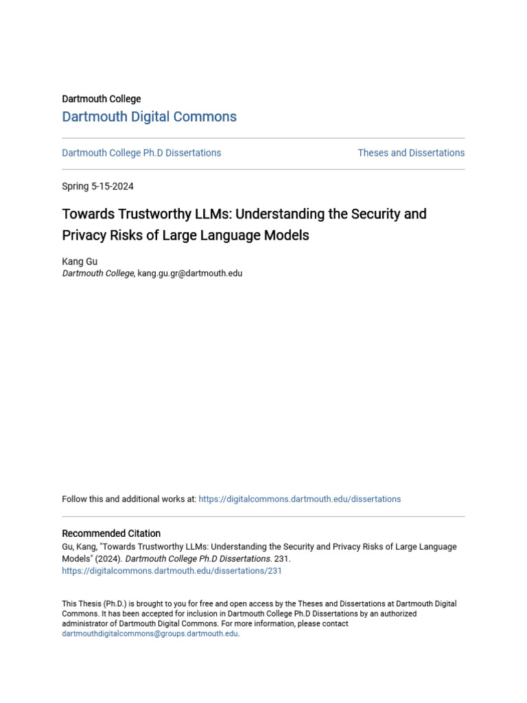 Towards Trustworthy LLMs - Understanding The Security and Privacy | PDF ...