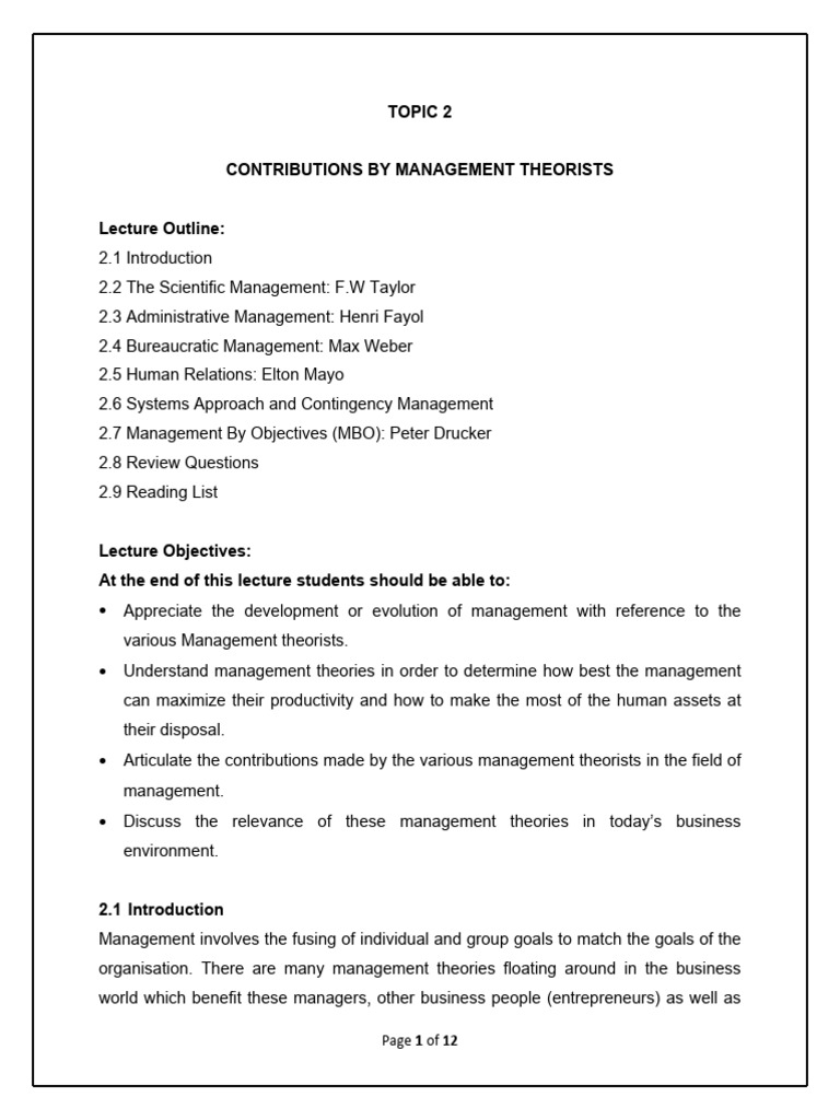 CONTRI TO MANGNT THEORIES | PDF | System | Bureaucracy