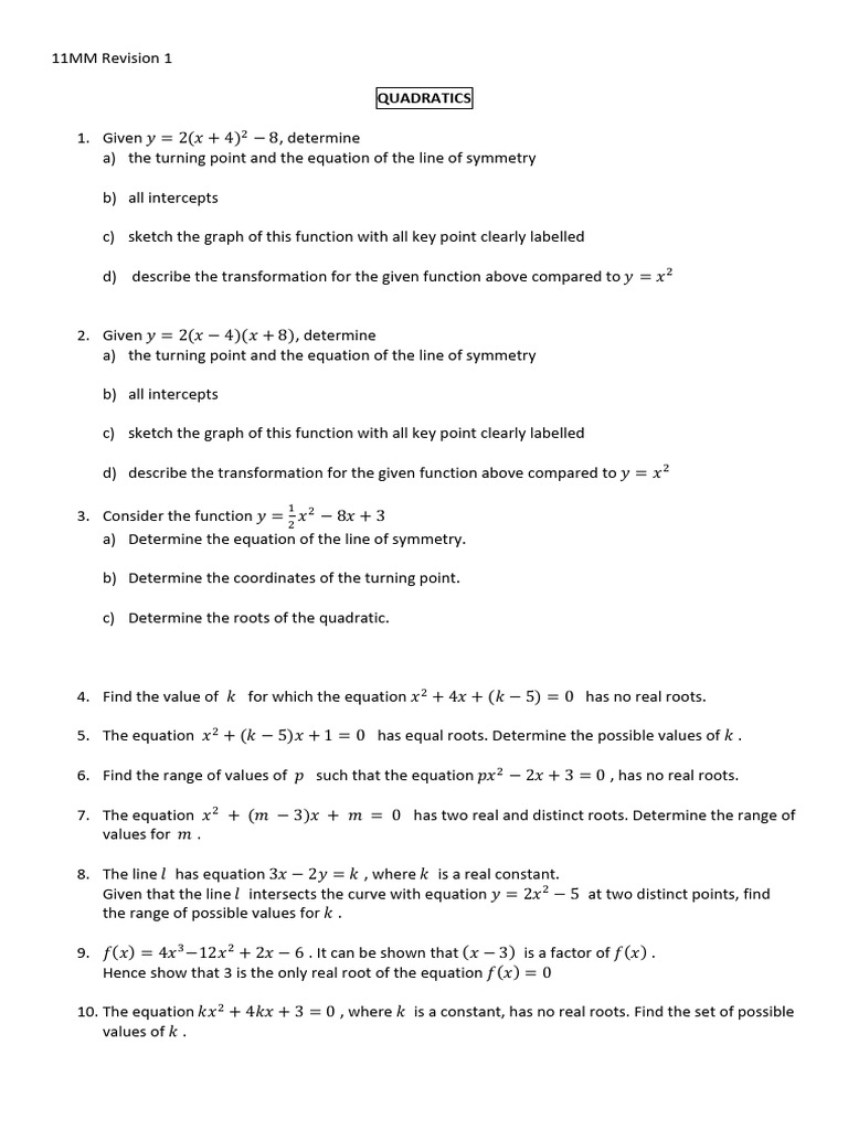 Quadratic and Polynomial Functions Guide | PDF | Equations | Polynomial