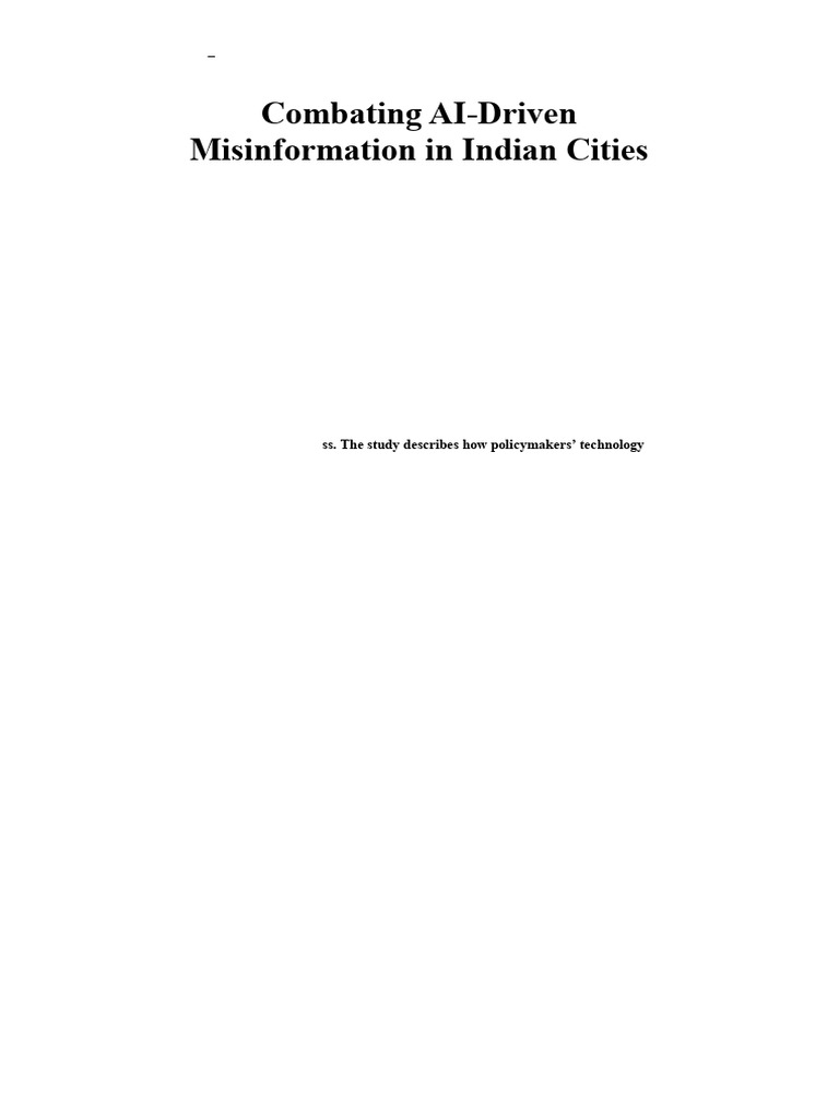 Combating AI-Driven Misinformation in Indian Cities | PDF | Artificial ...
