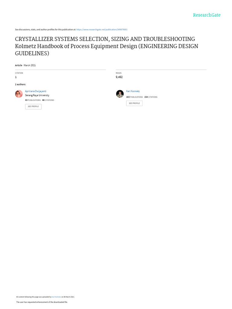 ENGINEERING DESIGN GUIDELINEs Crystallizer Systems Rev1.1web | PDF ...