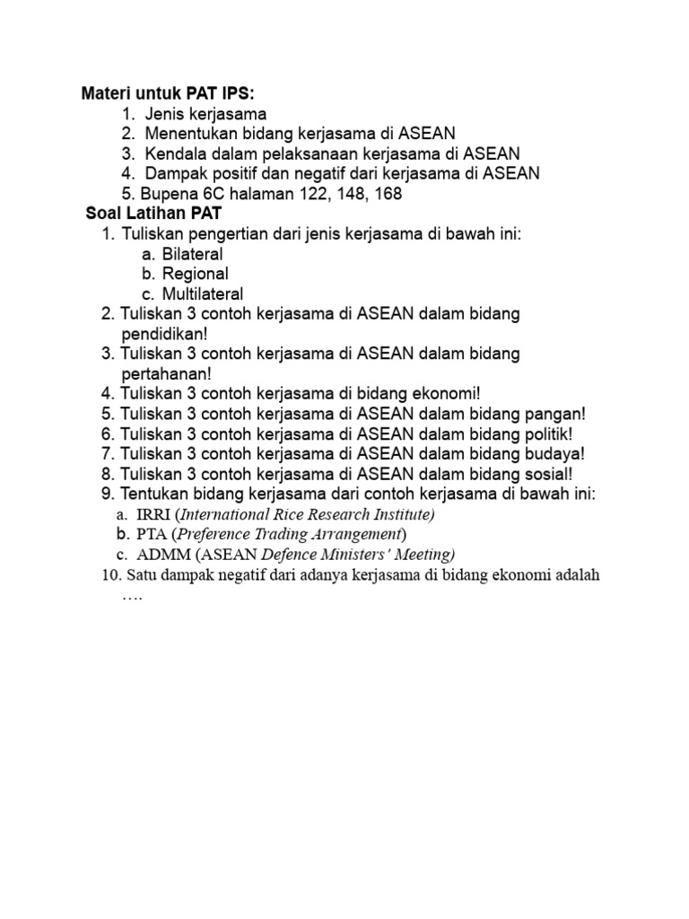 Latihan PAT IPS | PDF
