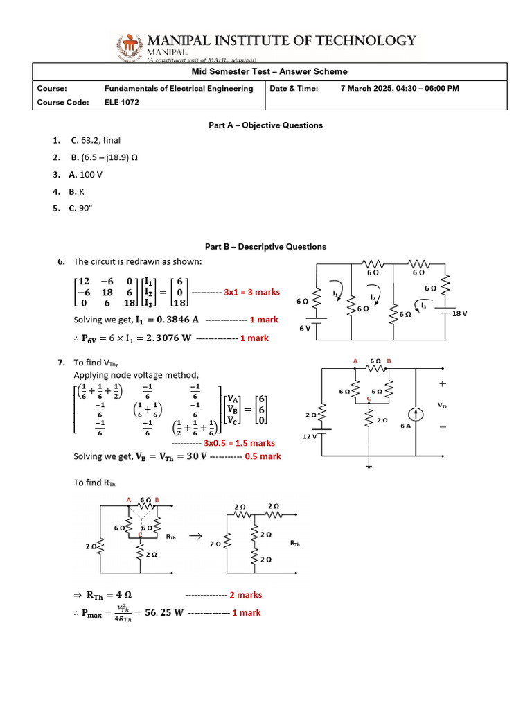 ELE 1072 CHM 07 Mar 2025 | PDF | Electrical Circuits | Electronic Circuits