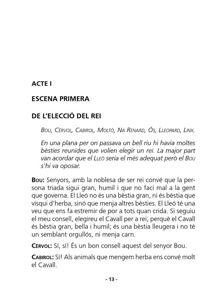 Ramon Llull - Llibre Bèsties 1 - Teatre | PDF