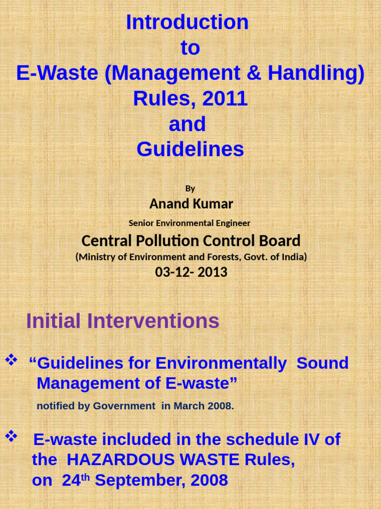 E-Waste Management Rules 2011 Overview | PDF | Electronic Waste | Waste