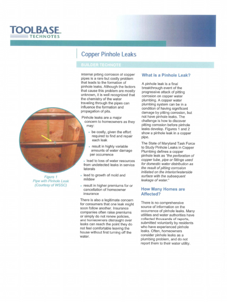 Copper Pinhole Leaks | PDF