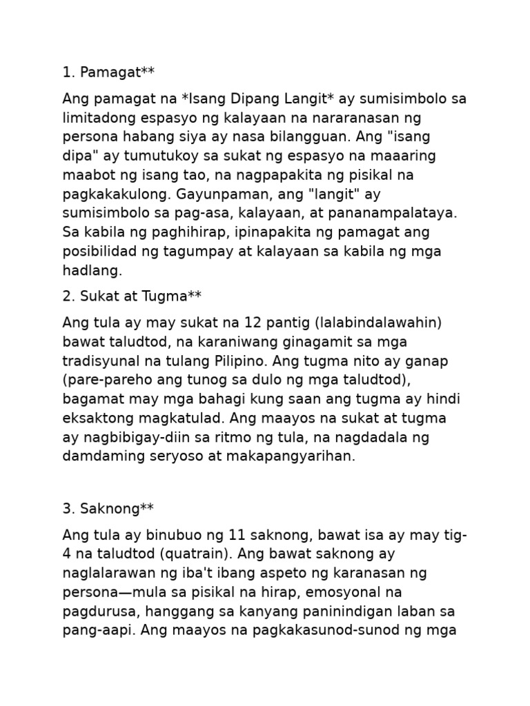 Isang Dipang Langit Pagsususri | PDF