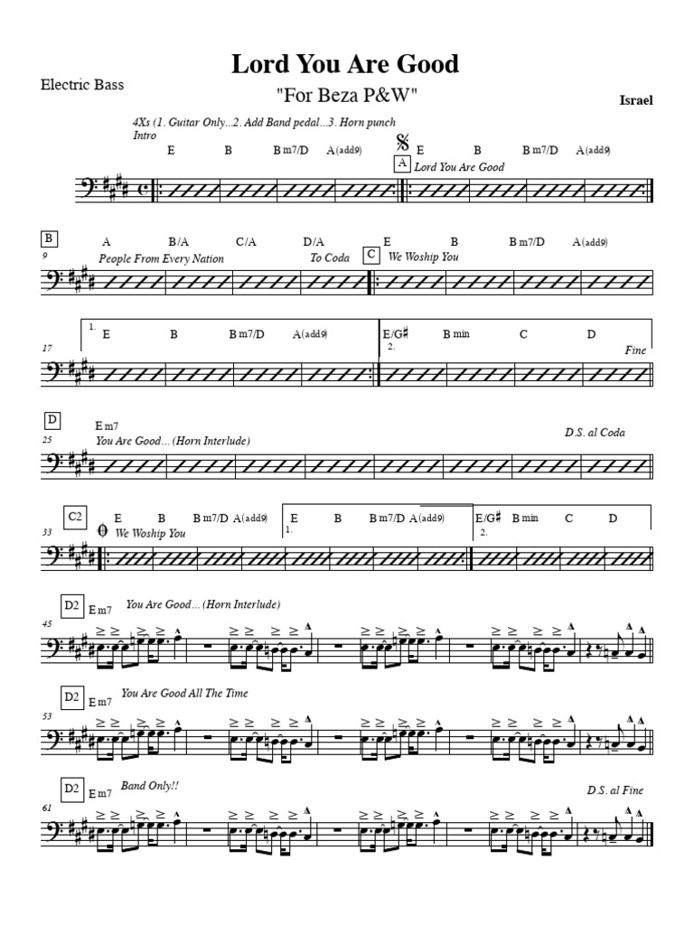 Lord You Are Good - Electric Bass | PDF