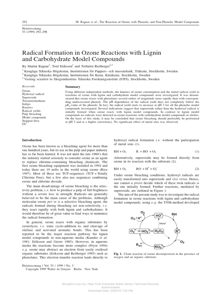 Radical Formation in Ozone Reactions Wit | PDF | Ozone | Physical Chemistry