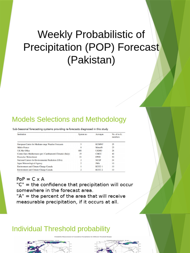 Weekly Probabilistic of Precipitation (POP) Forecast | PDF