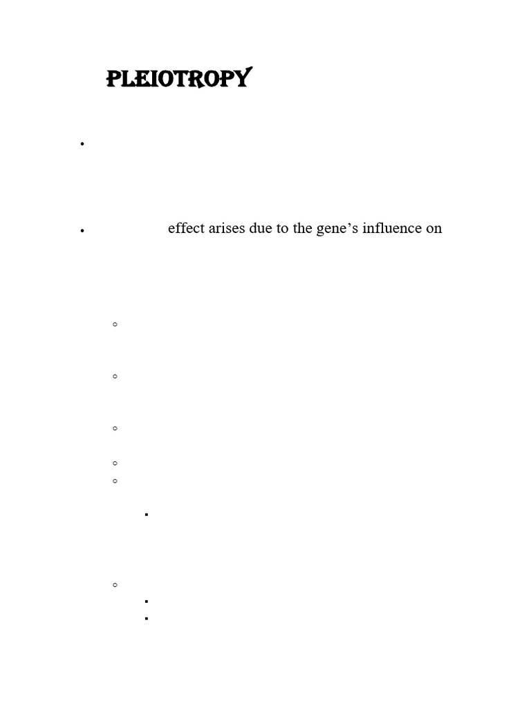 Concise Notes On Pleiotropy | PDF | Gene | Enzyme