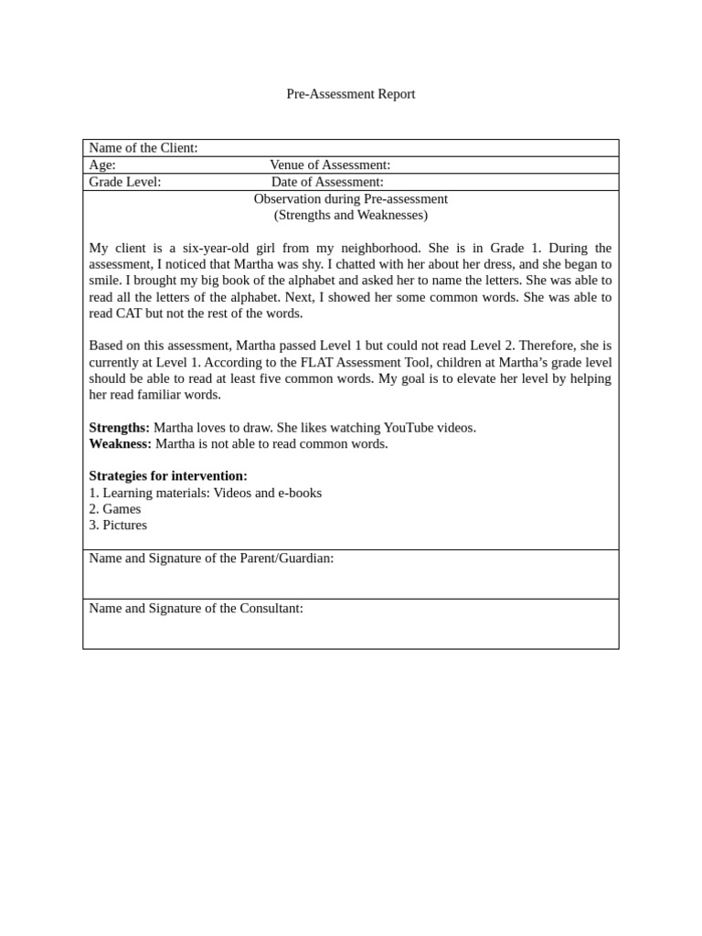 Pre-assessment-Report | PDF