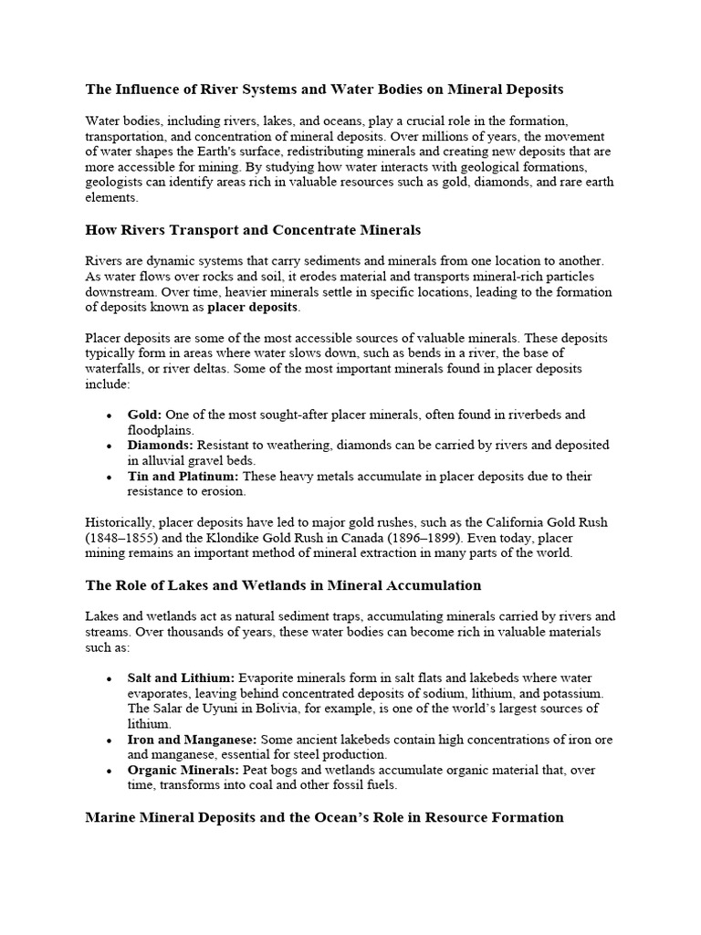 The Role of Geographical Features in Mineral Discovery Part 5 | PDF ...