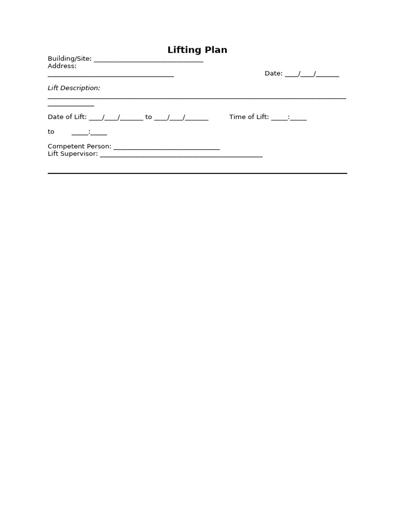 Lifting Plan Template and Guidelines | PDF