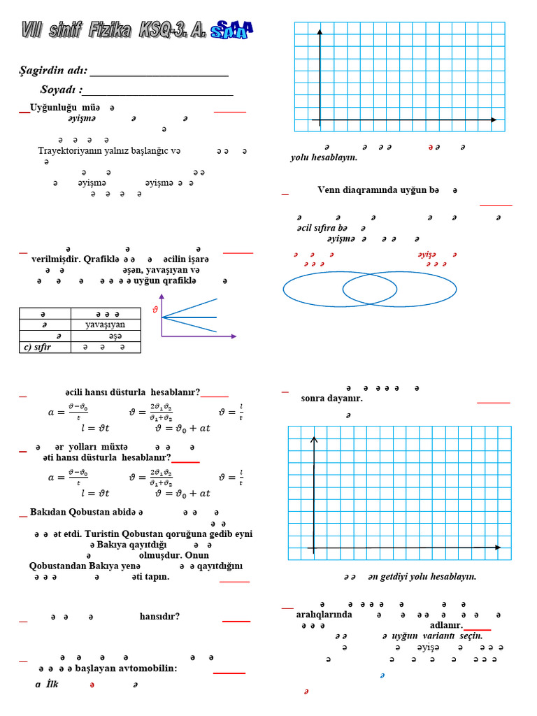 VII Sinif Fizika KSQ 3 | PDF