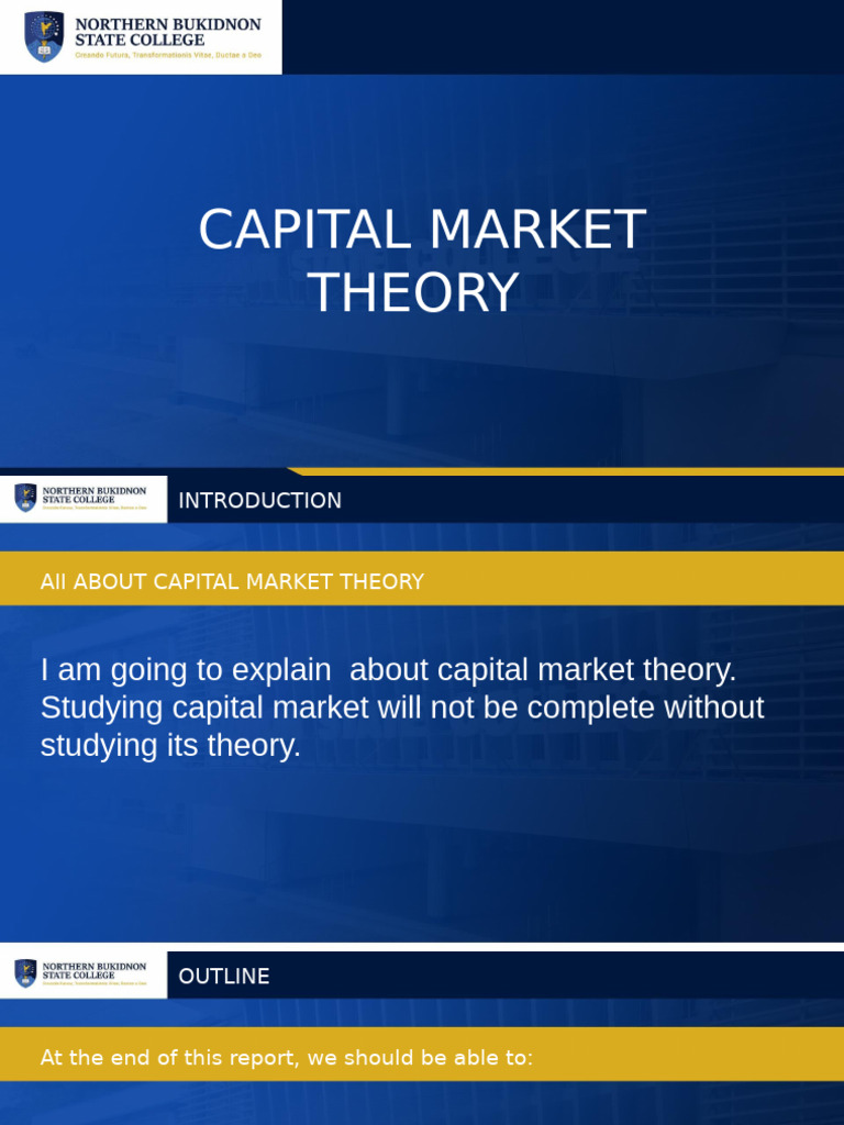Morato Capital Market Theory 3 | PDF | Modern Portfolio Theory | Capital Asset Pricing Model