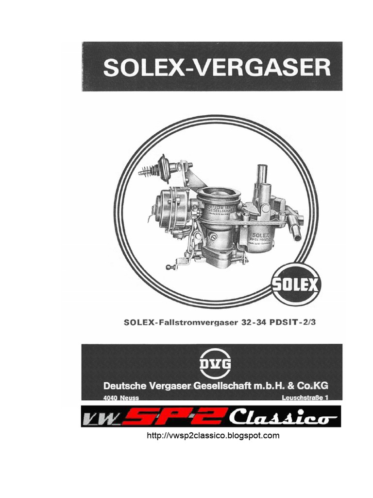 Catalogo Original Carburador Solex 32 PDSIT 1 | PDF