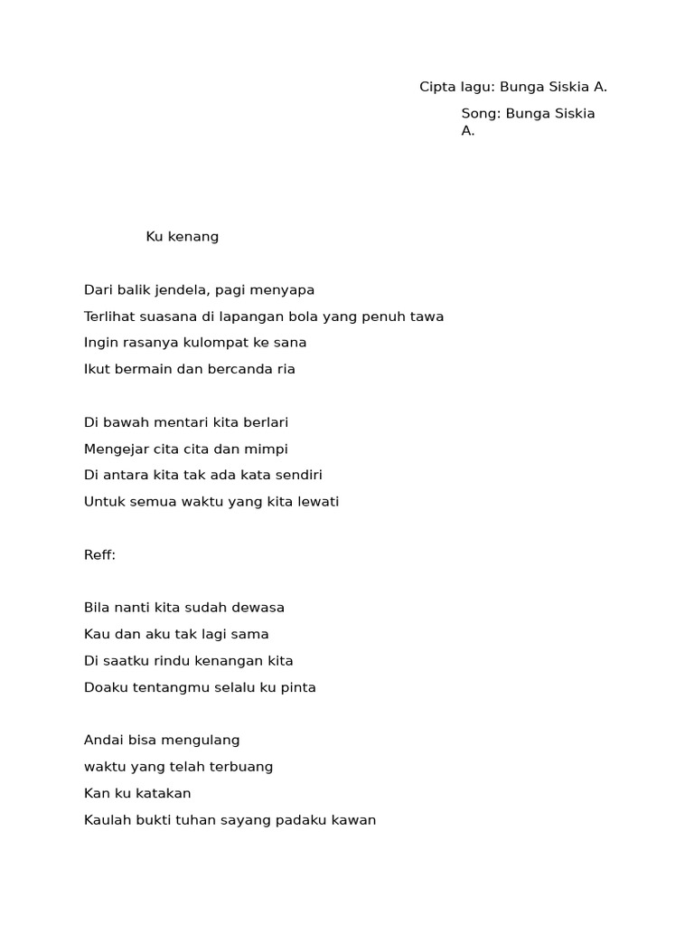 Lirik Bunga Siskia A | PDF