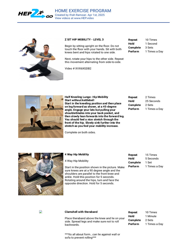 Home Hip Mobility Exercise Guide | PDF | Anatomical Terms Of Motion ...