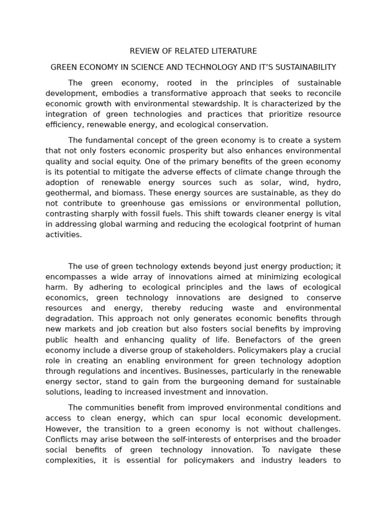 Green Economy: Sustainability & Innovation | PDF | Environmental ...