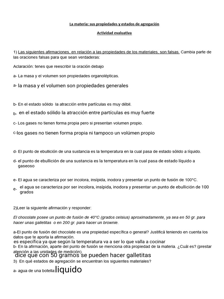 Edited - (Template) La Materia: Sus Propiedades y Estados de Agregación ...
