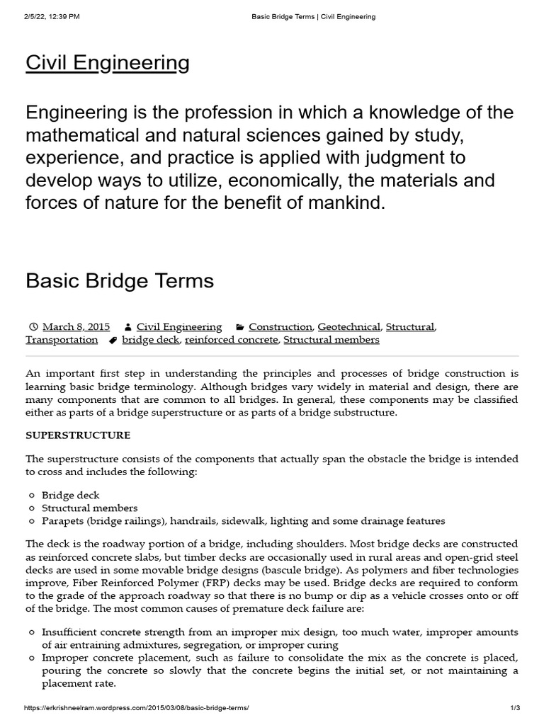 Basic Bridge Terms - Civil Engineering | PDF | Foundation (Engineering ...