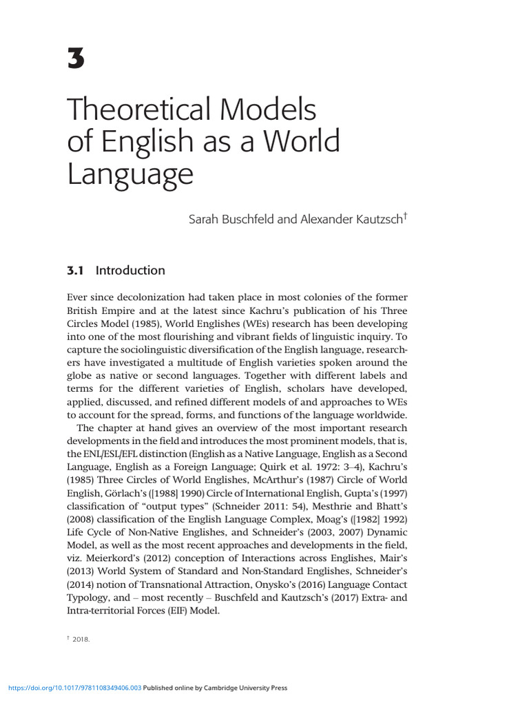 Theoretical Models of English as a World Language | PDF | English As A Second Or Foreign ...