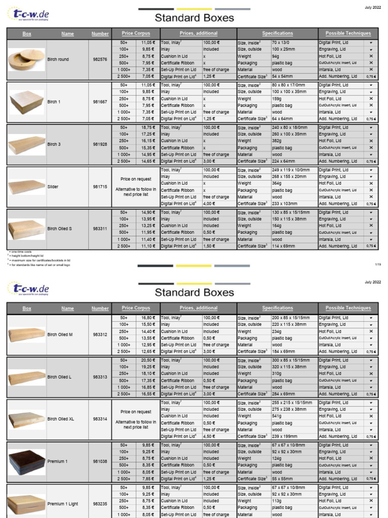 Custom Wooden Box Pricing and Options | PDF | Decorative Arts | Woodworking