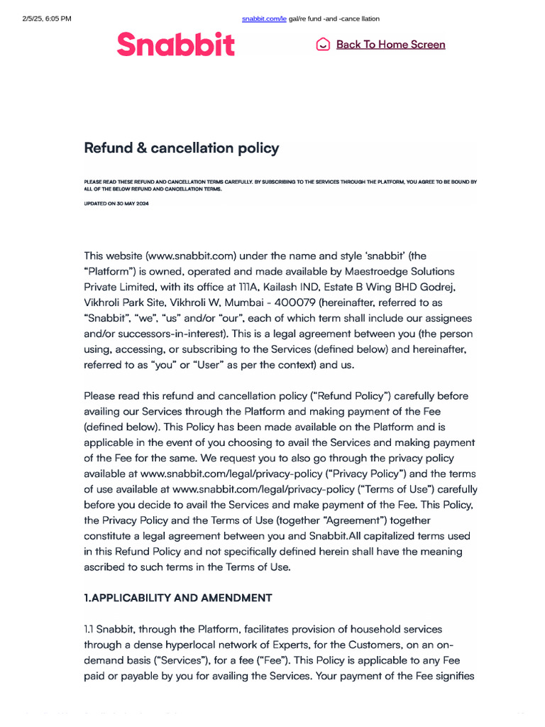 Legal Refund and Cancellation | PDF