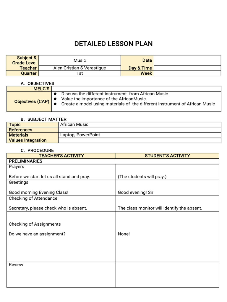 African Music Instruments Lesson Plan | PDF | String Instruments ...