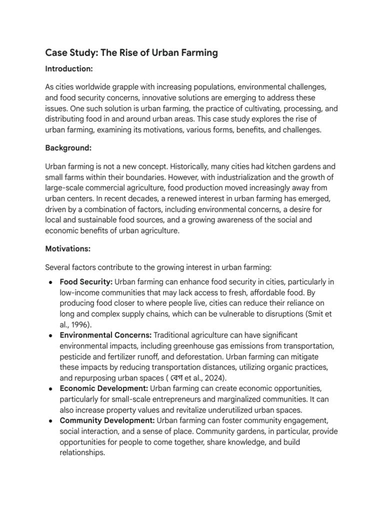Case Study - The Rise of Urban Farming | PDF | Urban Agriculture ...