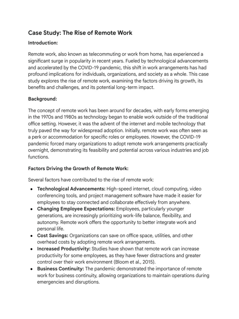 Case Study - The Rise of Remote Work | PDF | Economies | Business