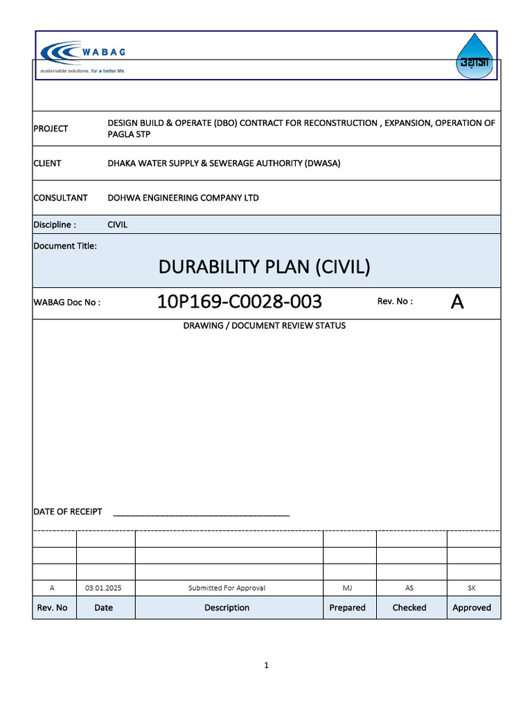 Durability Plan (200 MLD Pagla Project) | PDF | Stairs | Concrete