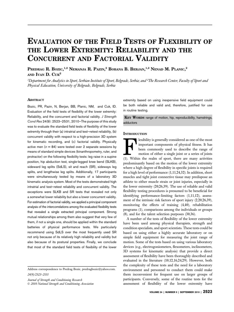 Evaluation of The Field Tests of Flexibility Of.35 | PDF | Validity ...