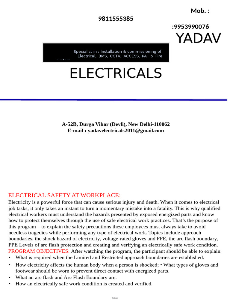 Electrical Safety Guidelines for Workers | PDF | Occupational Safety ...