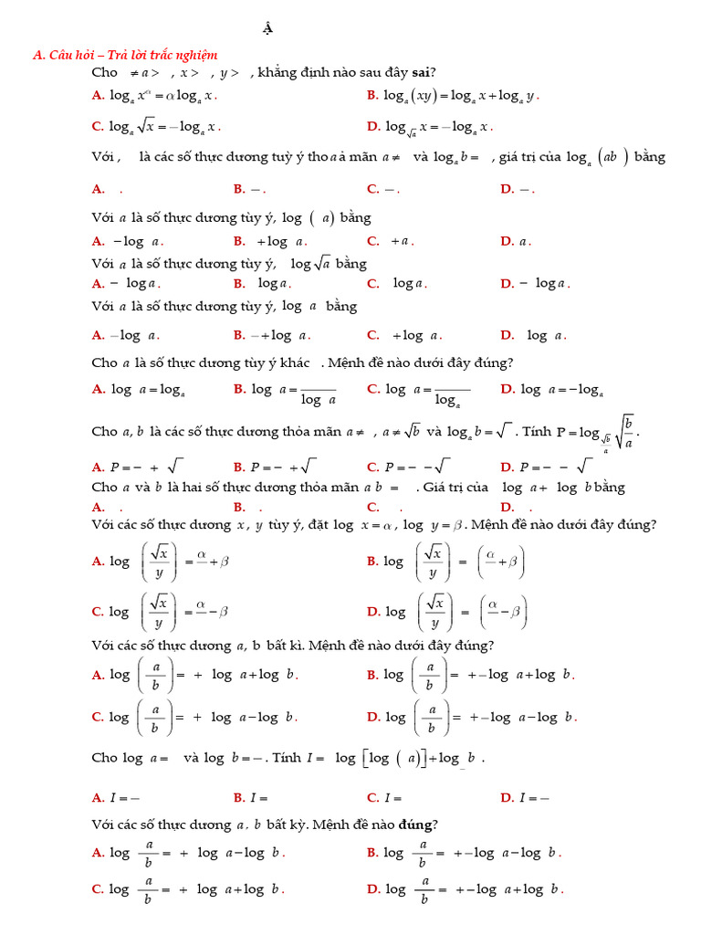 BT Phép Toán Logarit | PDF
