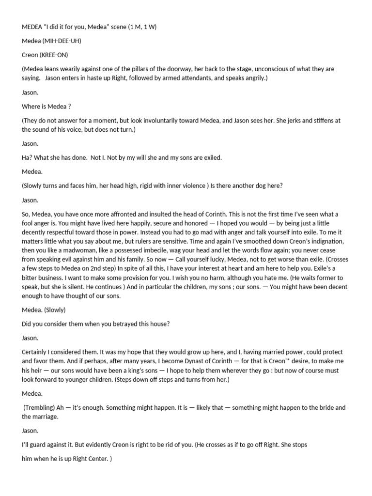 Medea I Did It For You Scene | PDF | Jason | Argonauts