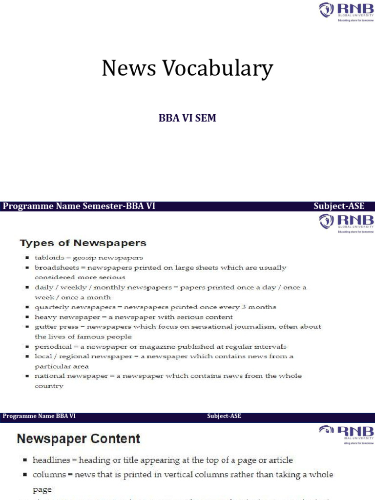 News vocabulary | PDF