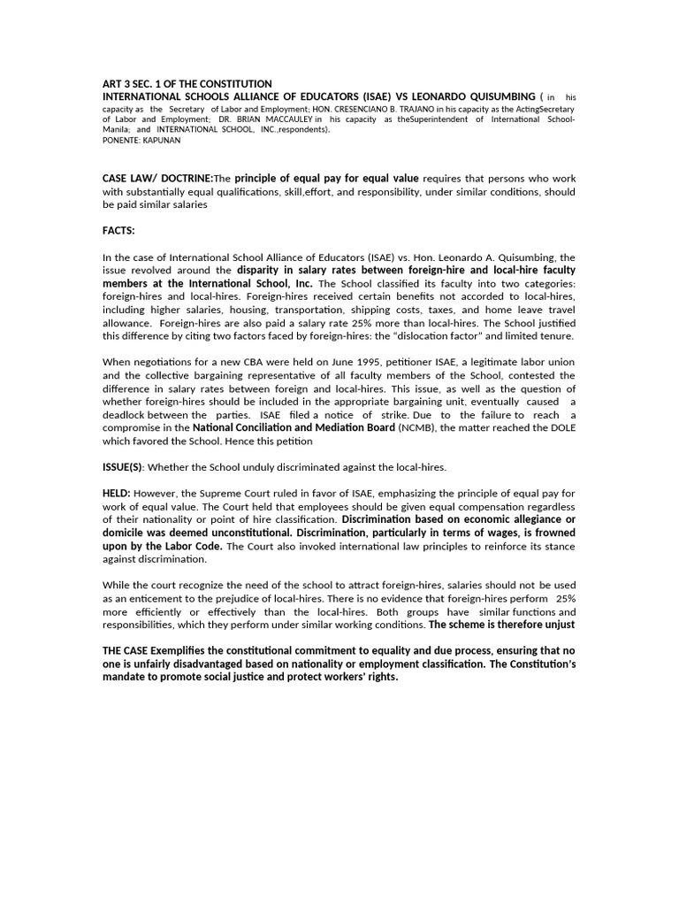 Section 1 Consti 2 Cases 12-15 | PDF | Equal Protection Clause | Employment