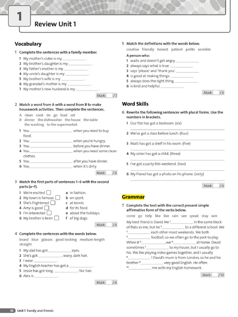 Review Unit 1-5 | PDF