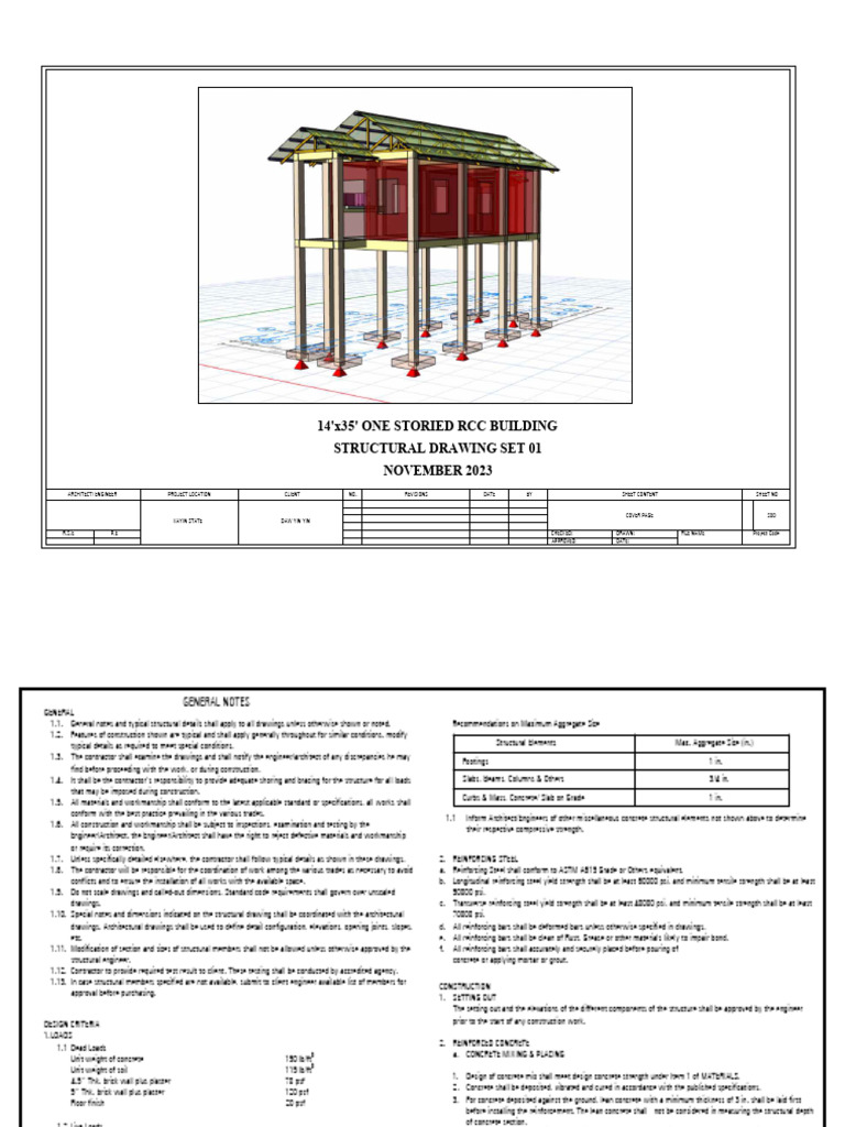 14 X35 One Storied Kayin | PDF | Concrete | Strength Of Materials