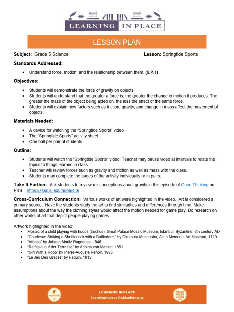 Grade 5 Science Teacher Resources | PDF | Force | Gravity