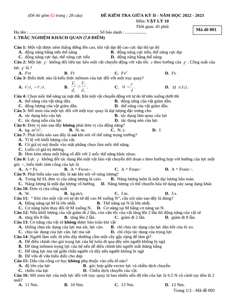 [Loga.vn] Đề Thi Học Kì 2 | PDF