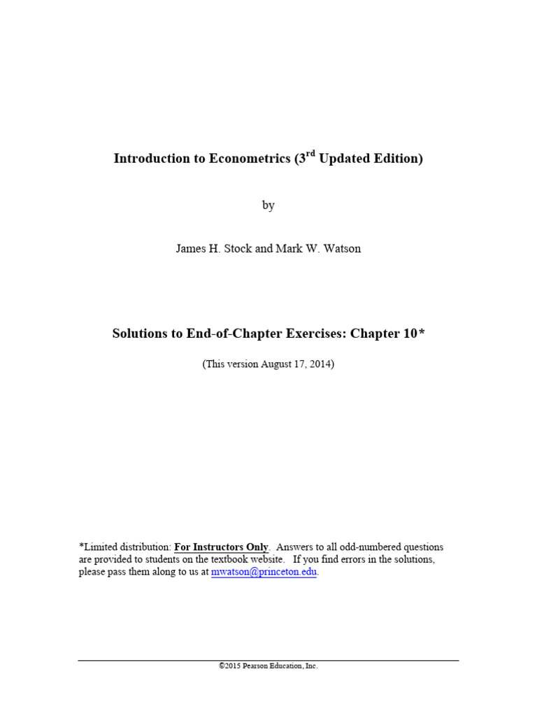 Stock_Watson_3U_ExerciseSolutions_Chapter10_Instructors | PDF | Regression Analysis | Dependent ...