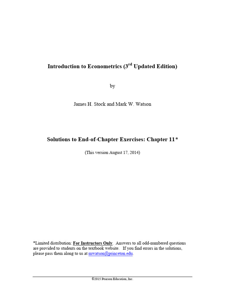 Stock Watson 3U ExerciseSolutions Chapter11 Instructors | PDF ...