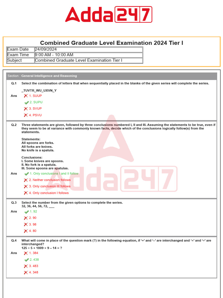 SSC CGL 24 September 2024 Shift 1 | PDF | Mathematics