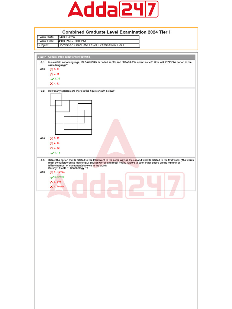 SSC CGL 2024 Shift 3 Question Paper | PDF | Attention | English Language
