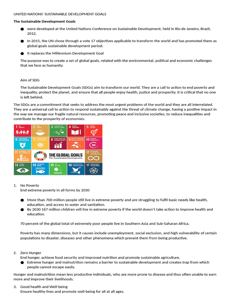 Overview of 17 Sustainable Development Goals | PDF | Sustainability ...